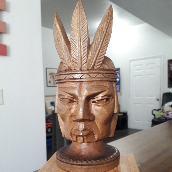 Vintage | Accents | Vtg Hand Carved Native American Indian Head | Poshmark